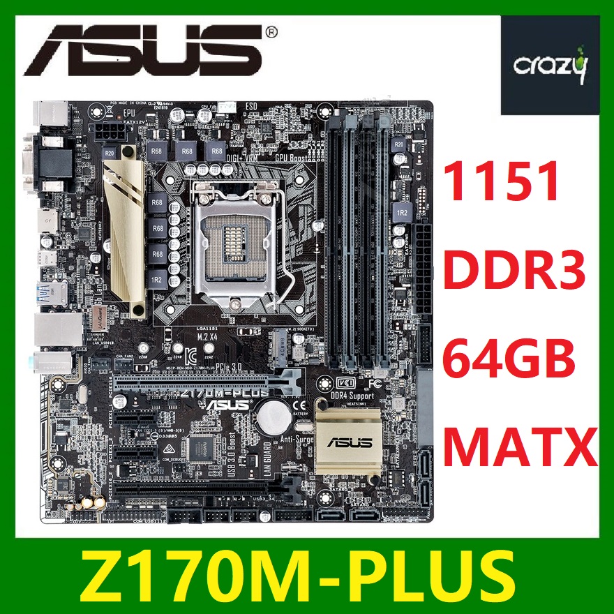 LGA 1151 Asus Z170M-PLUS Motherboard Intel Z170 PCI-E 3.0 Original ...