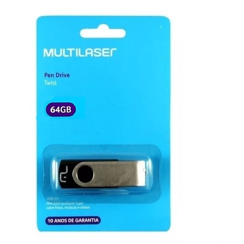 Pen drive 64gb Multilaser Twist PD590 Original | Shopee Brasil