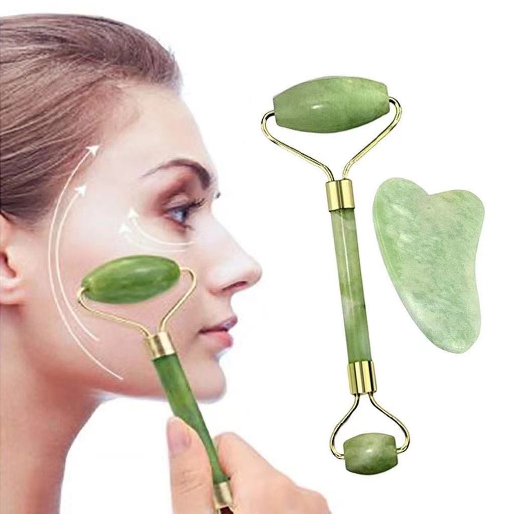 Rolo Pedra de Jade Placa Gua Sha Massagem Facial Anti Rugas | Shopee Brasil