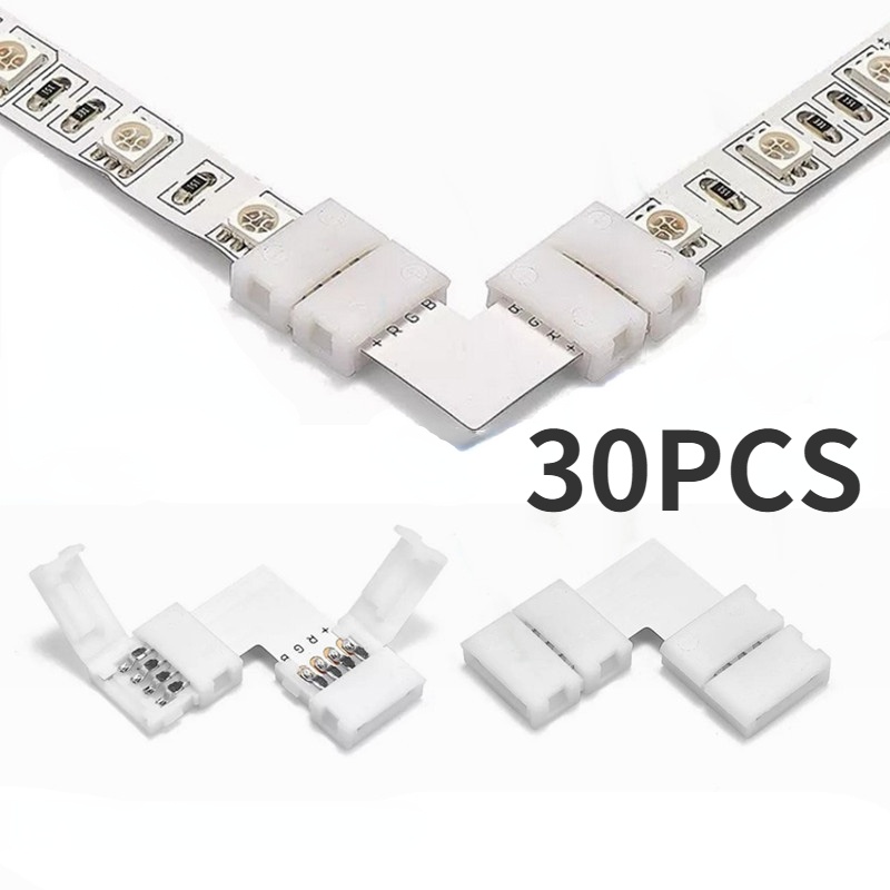 Conector De 4 Pinos De 30 Peças (90 Graus) Fita LED RGB De 10 Mm De ...