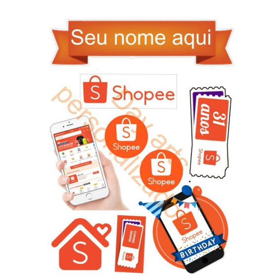 topo de bolo Shoope | Shopee Brasil