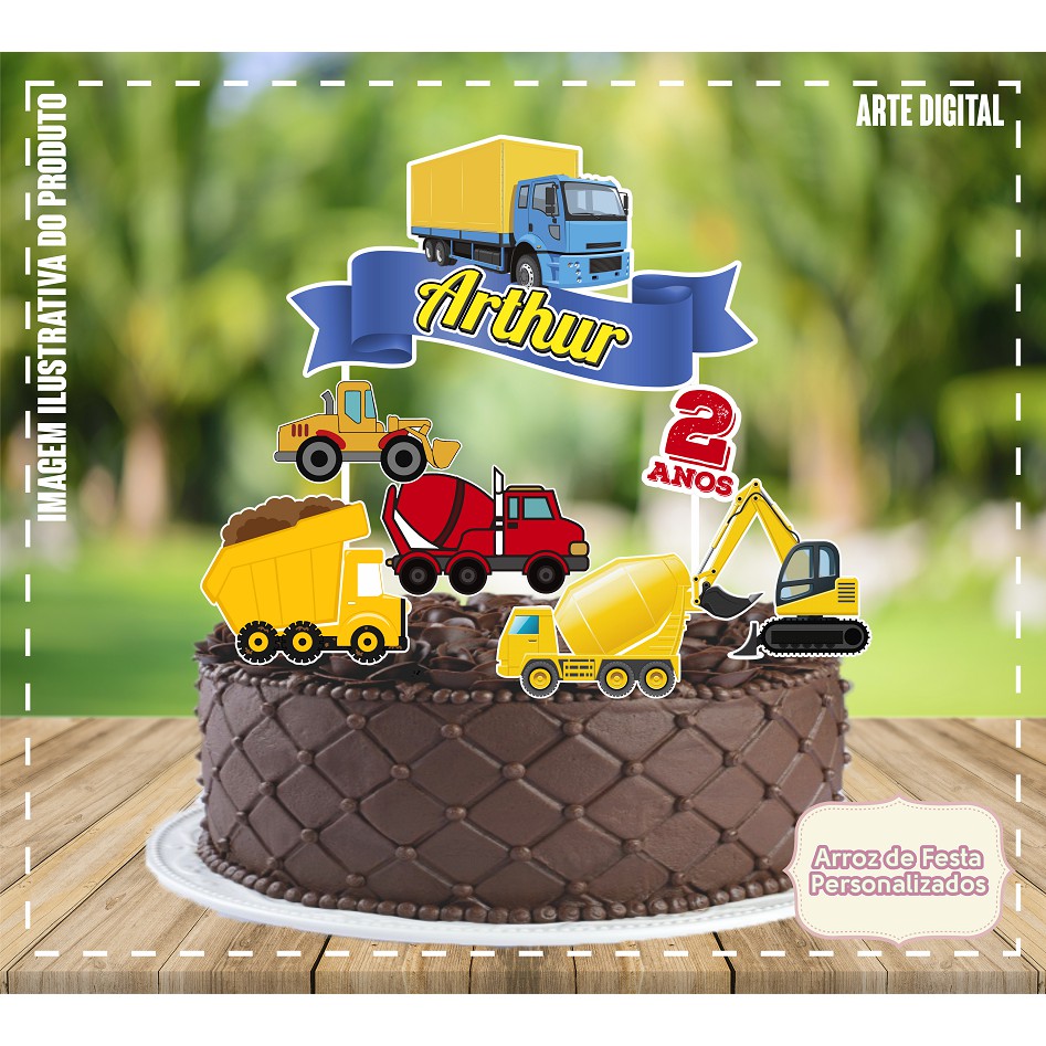 Topo de Bolo Topper de Bolo Personalizado Caminhão | Shopee Brasil