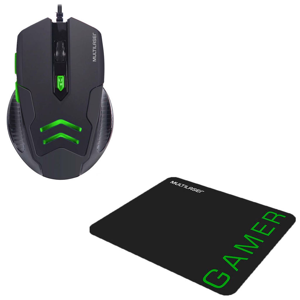 Mouse Gamer Multilaser 3200DPI 6 Botões Preto/Verde com Mouse Pad - MO273 Em Oferta - Desconto ...