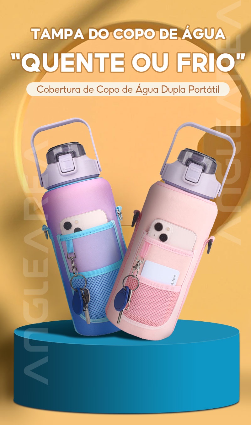 2L Garrafa De Água Cobre Garrafas Motivação De Grande Capacidade Saco ...