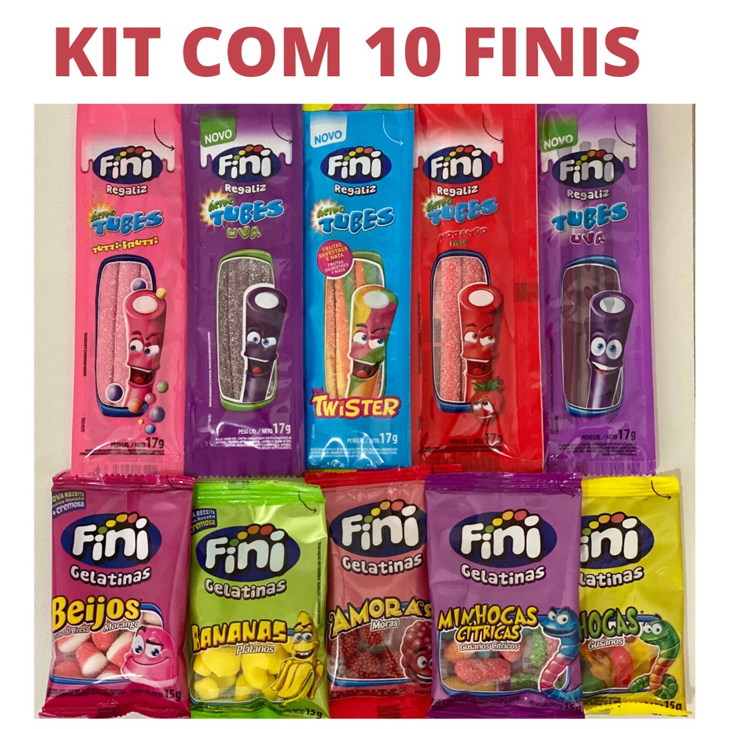 Kit Balas Fini com 10 Pacotes de 15g ou 17g Sabores Variados | BeeCost