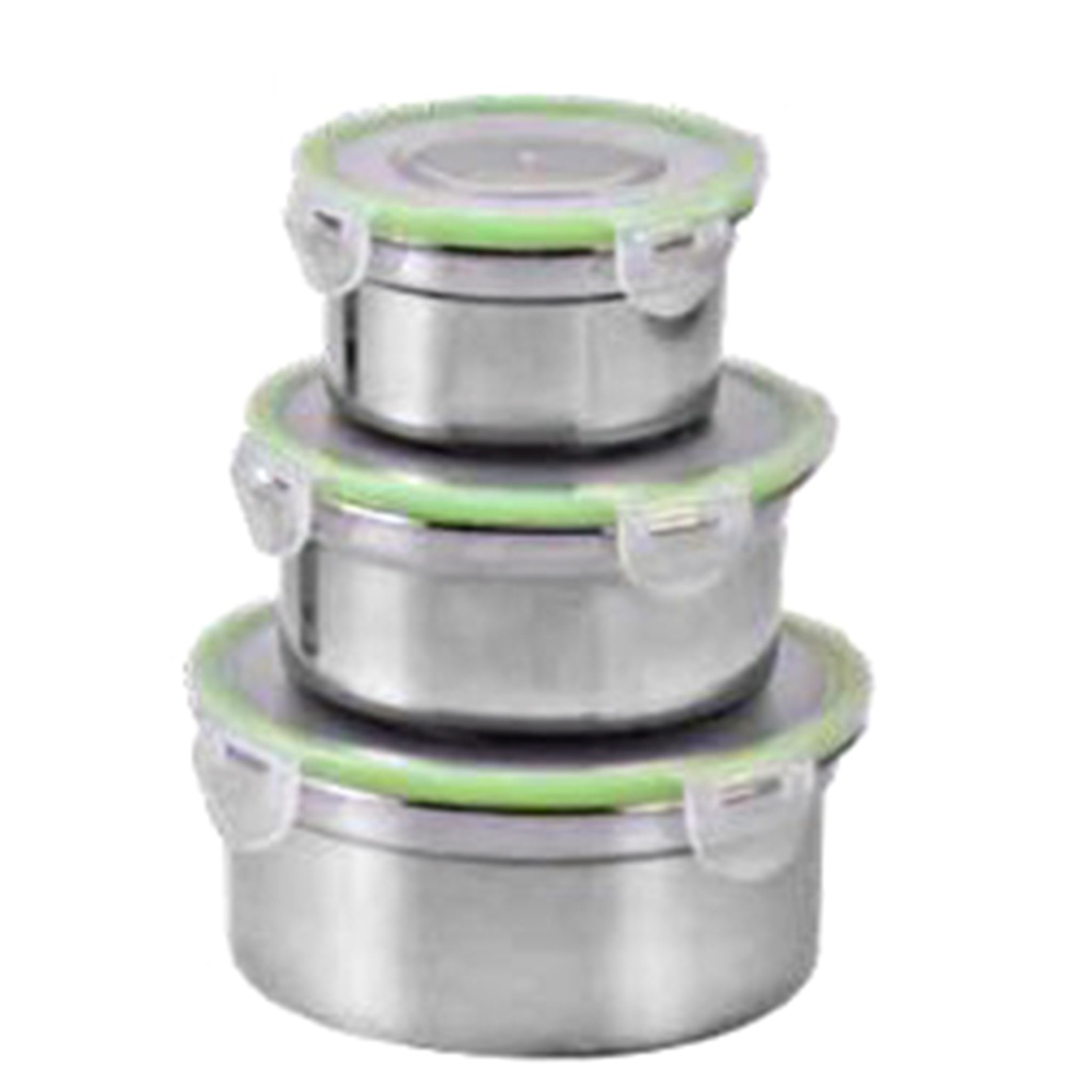 kit 3 pote de inox com tampa trava facil resistente e boa qualidade ...