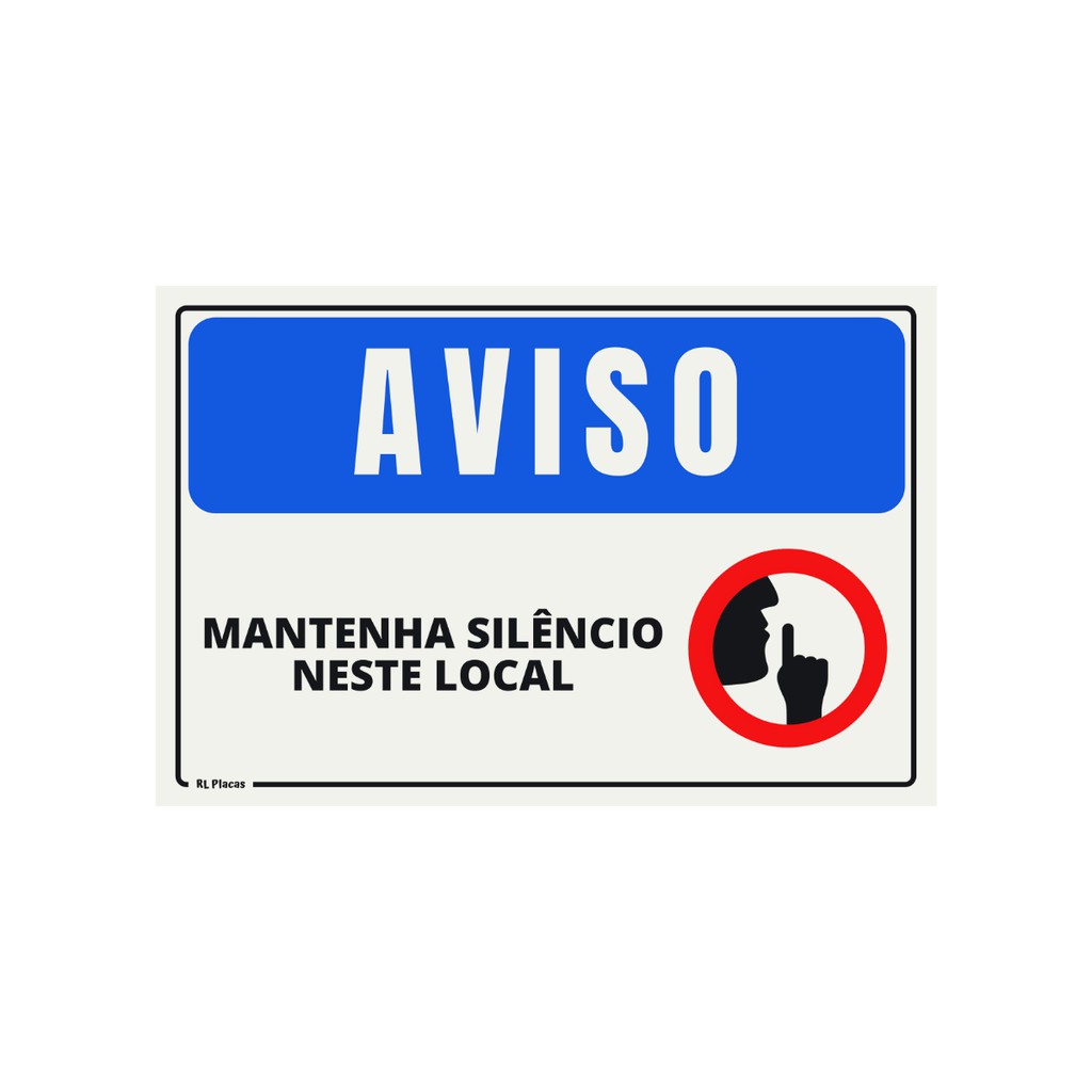 Placa de Sinalização Mantenha Silêncio Neste Local 15 x 20 - Pictograma ...