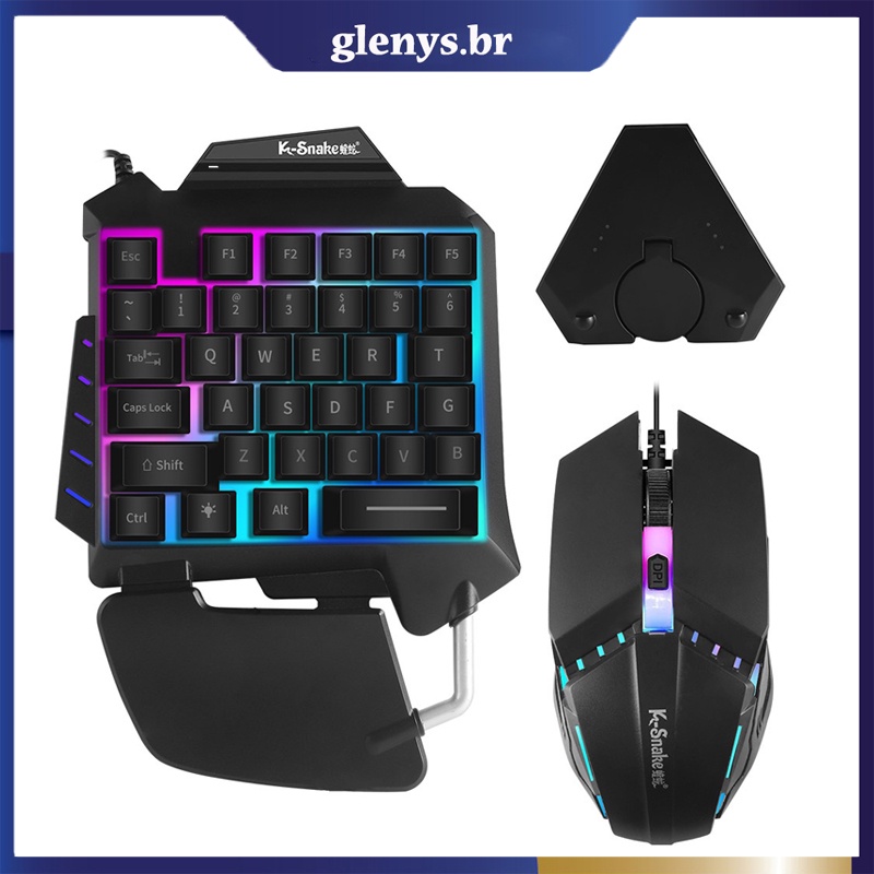 One Handed Gaming Teclado Backlit Portátil Mini Teclado Ergonômico Jogo ...