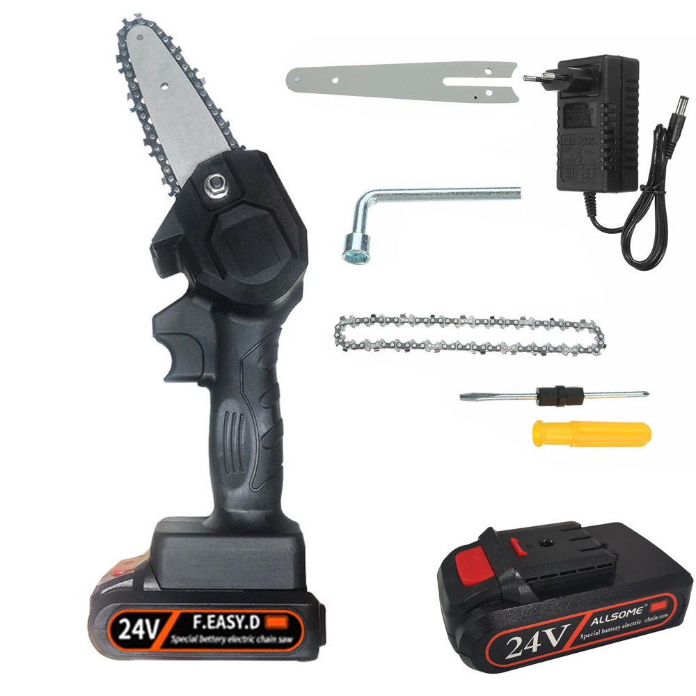 Mini Moto Serra Eletrica a Bateria Lítio 24V 4 Pol. Bivolt Portatil ...