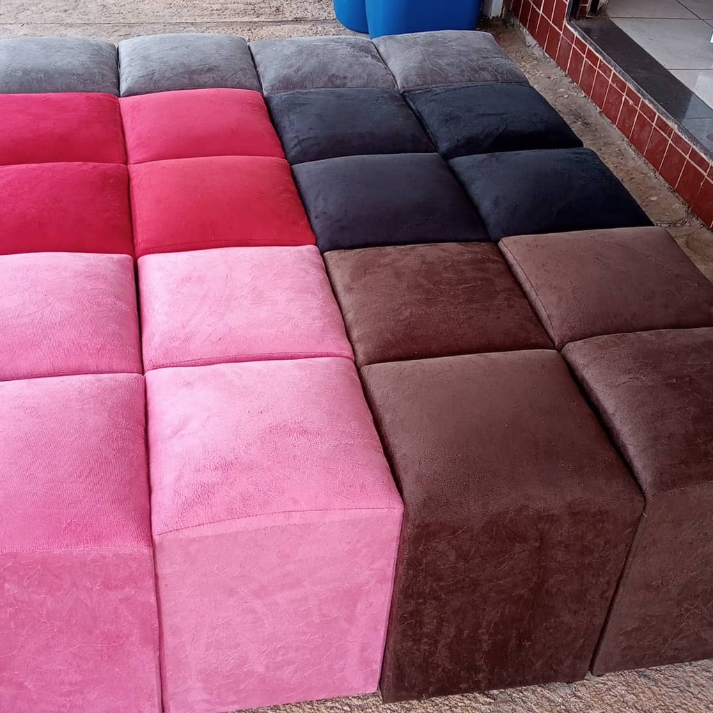 Puff Banquinho quadrado para Sala tecido Sued cores Diversas | Shopee ...