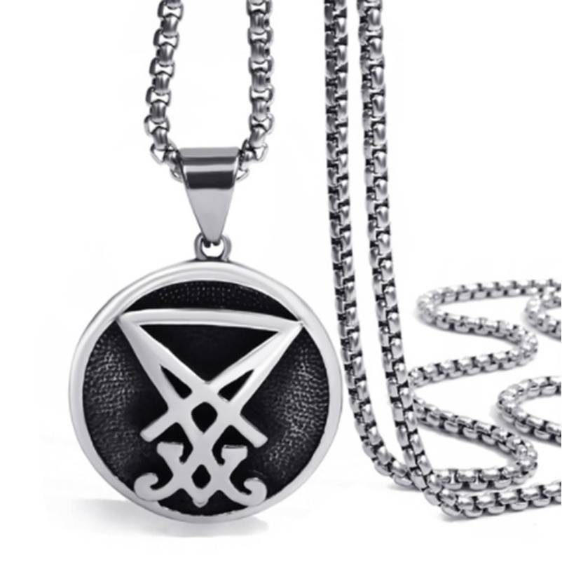 Fashion Mens Chain Sigil of Lucifer Seal of Satan Pendant Box Chain ...