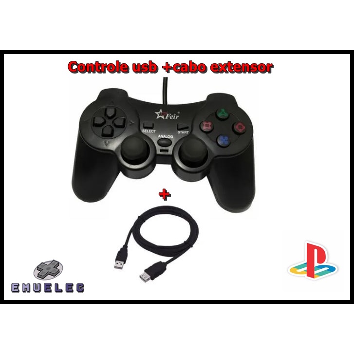 Controle Ps2 Usb Para Pc, Notebook + Cabo Extensor | Shopee Brasil