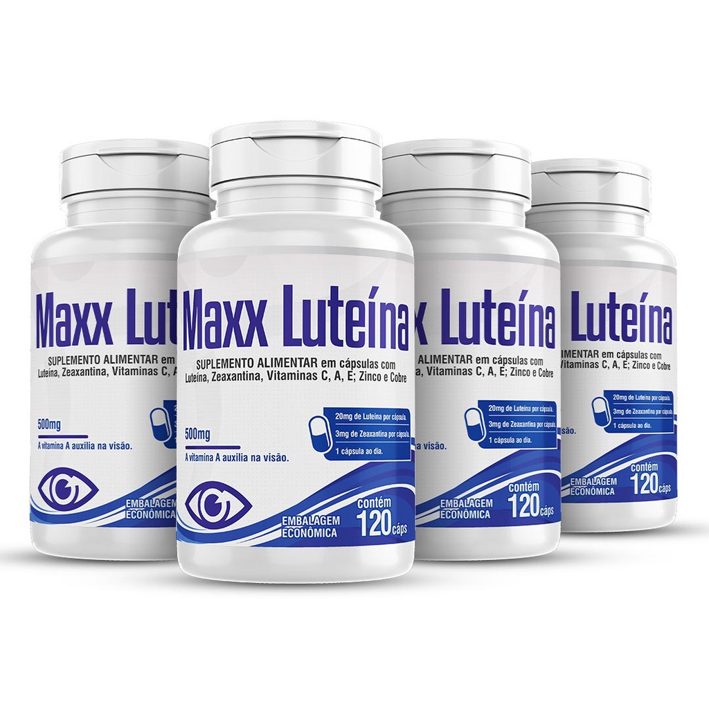 Maxx Luteina 20mg 4x 120 Cápsulas com Luteína, Zeaxantina, Vitamina A ...
