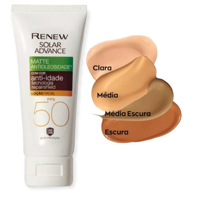 Protetor Solar Matte com Cor FPS 50 Renew - 50 g | Shopee Brasil