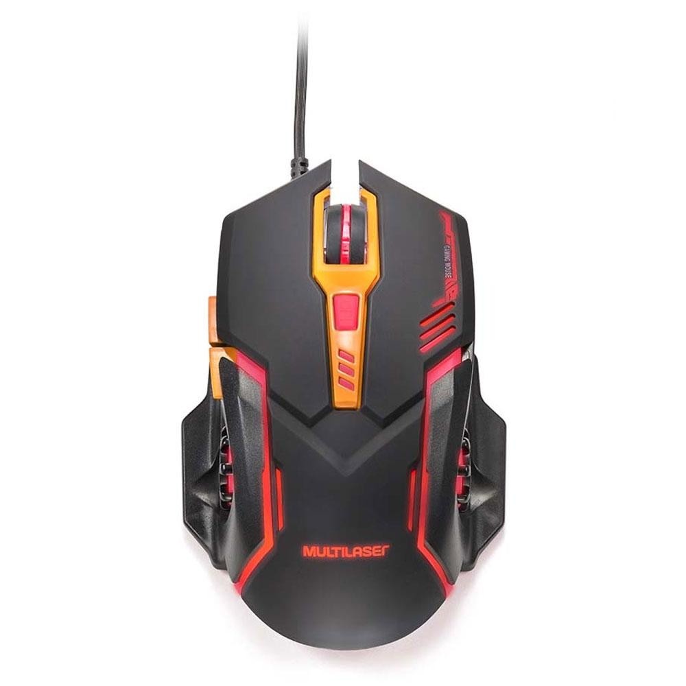 Mouse Gamer Multilaser 2400DPI Preto/Laranja - MO270 | Shopee Brasil