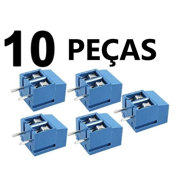 10 peças Borne KF301 2P/3P Azul 5mm Conector Terminal Duplo/Triplo para ...