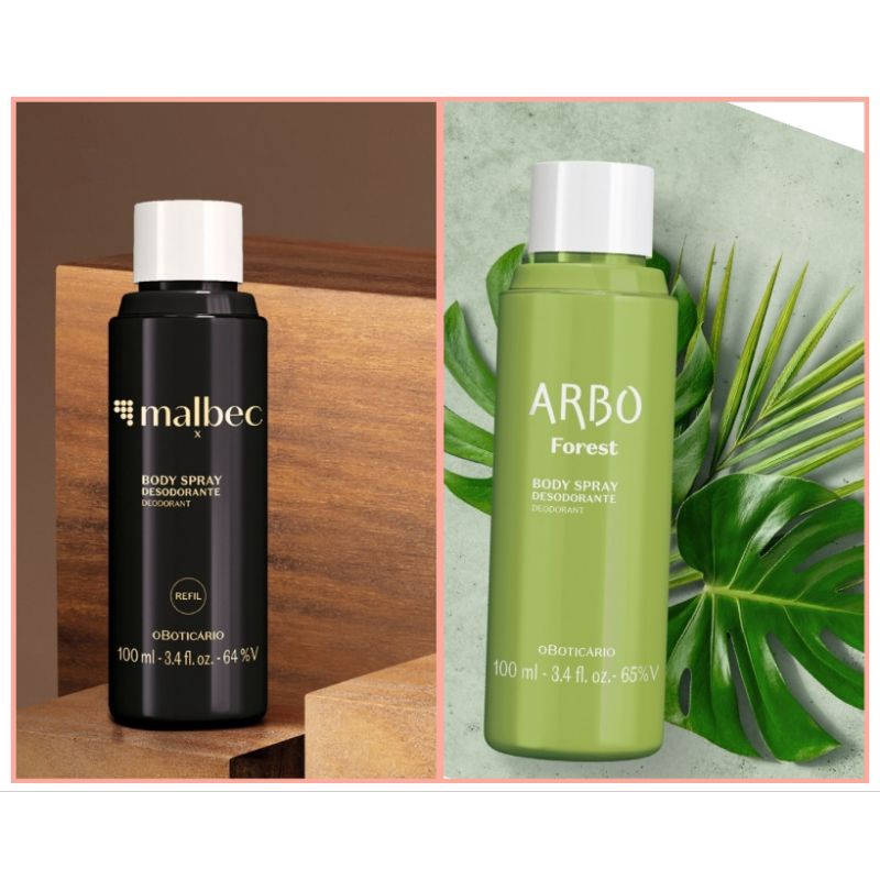 malbec x refil desodorante spray boticario 100ml arbo forest | Shopee Brasil