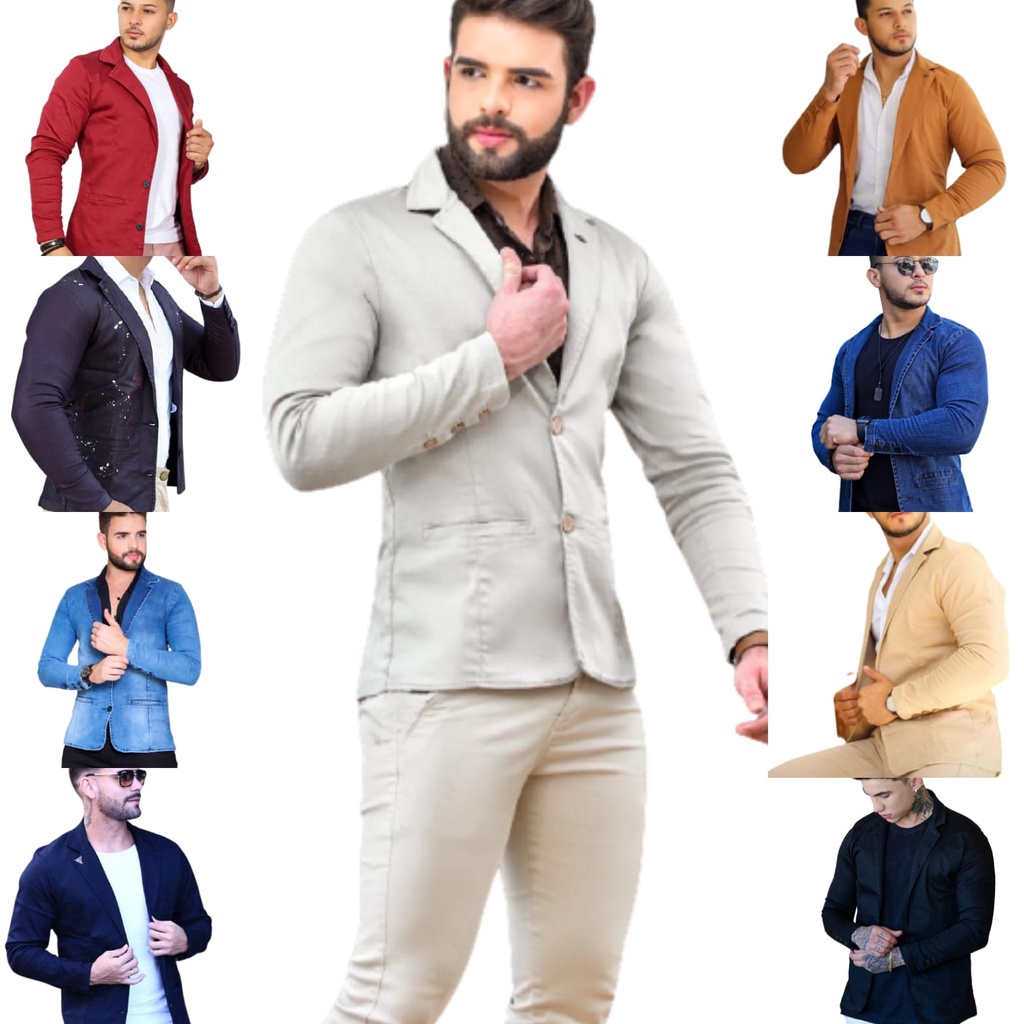Blazer Masculino Slim Elastano | Shopee Brasil