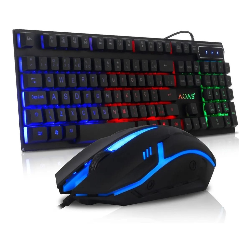 kit teclado e mouse gamer LED RGB Iluminado Semi Mecanico M300 ...