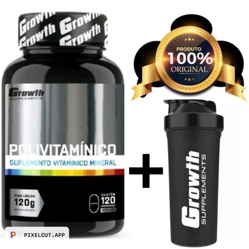 Multivitaminico Growth Suplementos + Coqueteleira Growth Combo Original ...