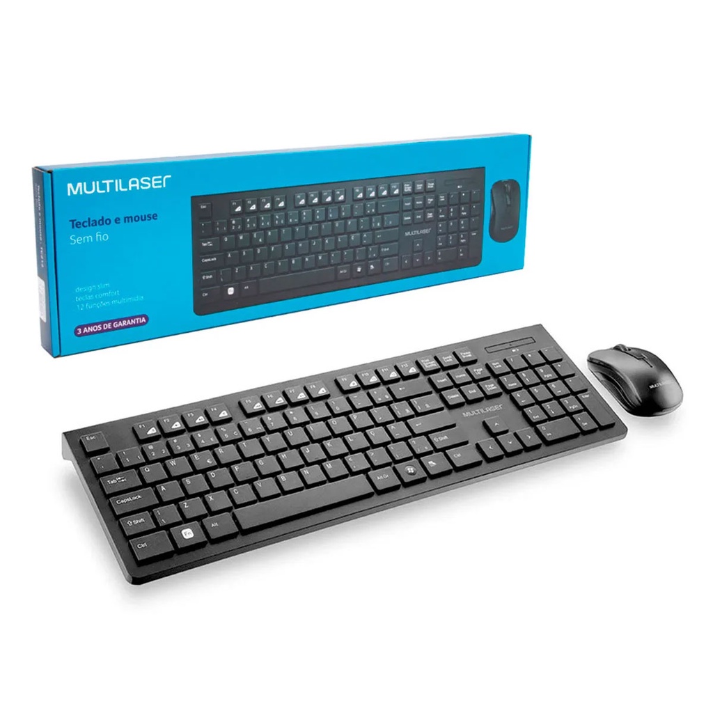 TECLADO E MOUSE SEM FIOS WIRELESS ABNT2 TC212 MULTILASER | Shopee Brasil