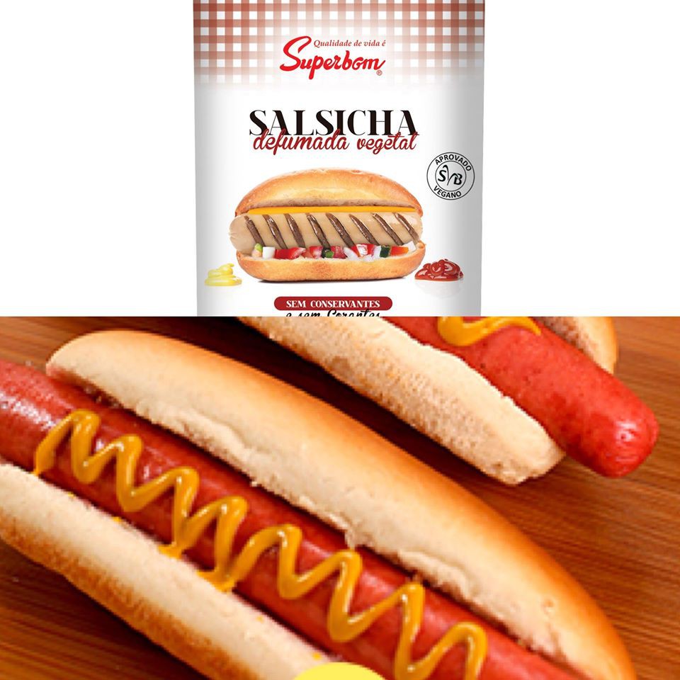 Salsicha vegetal Defumada superbom lata com 400 g | Shopee Brasil