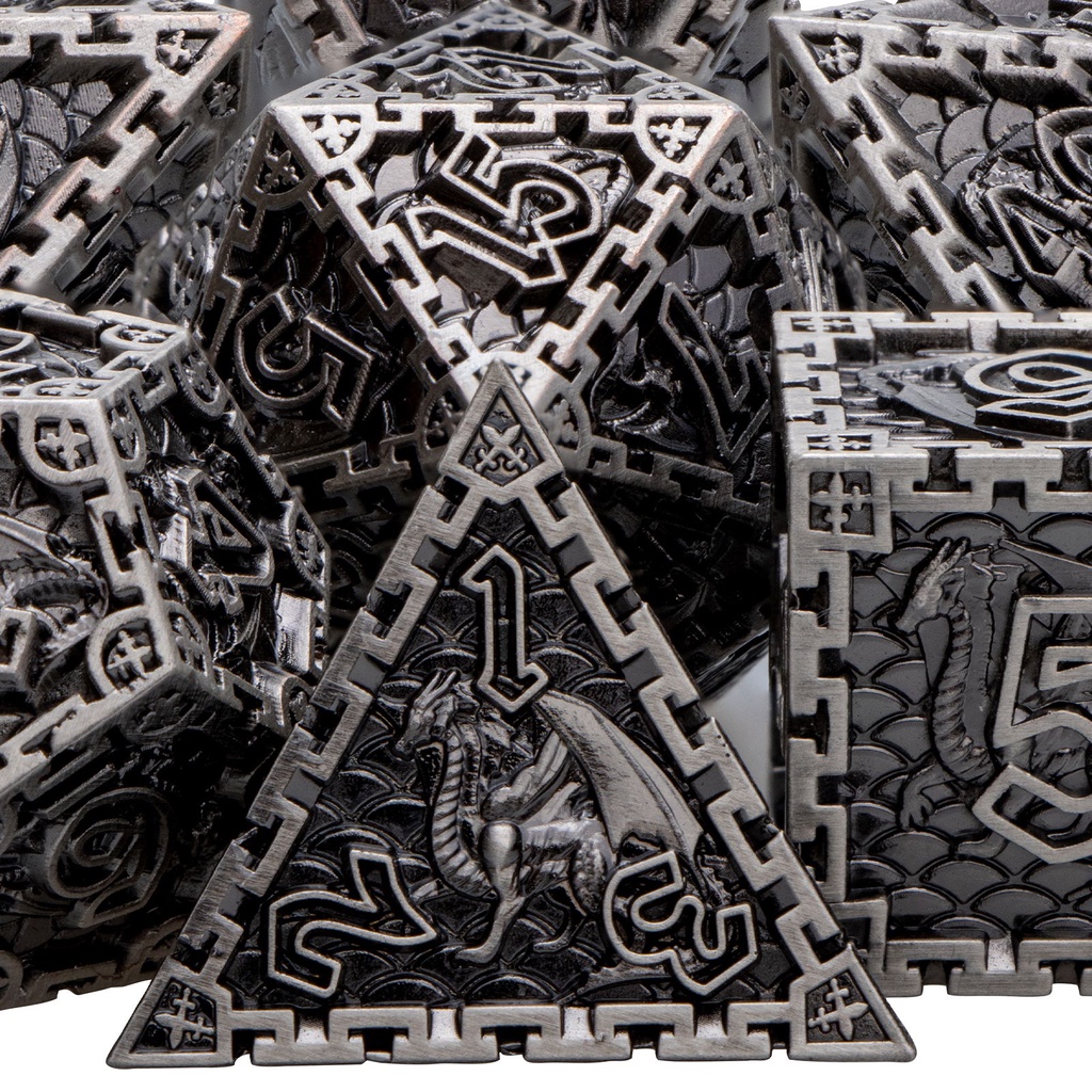 Conjunto De Metal DND Dice Dingeons E Dragões Poliédrico Set Role ...
