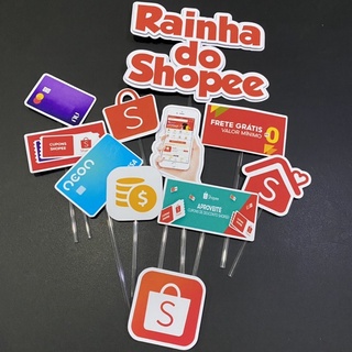 Topper de bolo Shopee - Topo simples | Shopee Brasil