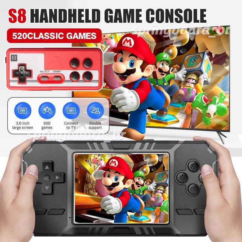 S8 handheld game console retro nostálgico mini infantil duplo built-in ...