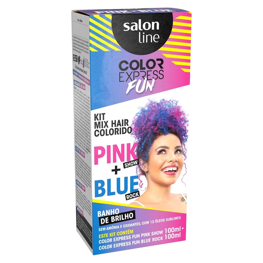 Kit Tonalizante Color Express Fun Mix Hair Pink Show + Blue Rock Salon ...