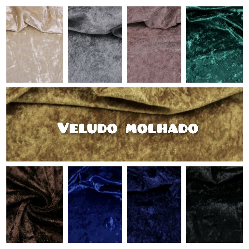 Tecido veludo molhado liso - 1mt x 1.50mt - 90% poliester 10% elastano ...