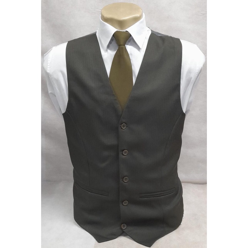 Colete Social Adulto - Verde Musgo Escuro Listrado em Microfibra com ...