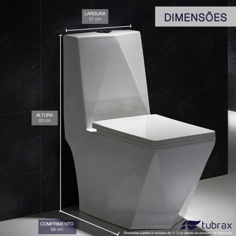 Vaso Sanitário Monobloco Preto Caixa Acoplada Privada - Desconto no Preço