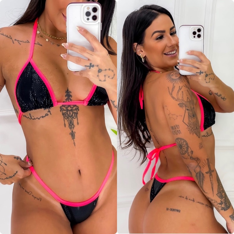 Biquini Fita Marquinha Sem Bojo Em Suplex Feminino Conjunto Fio Dental