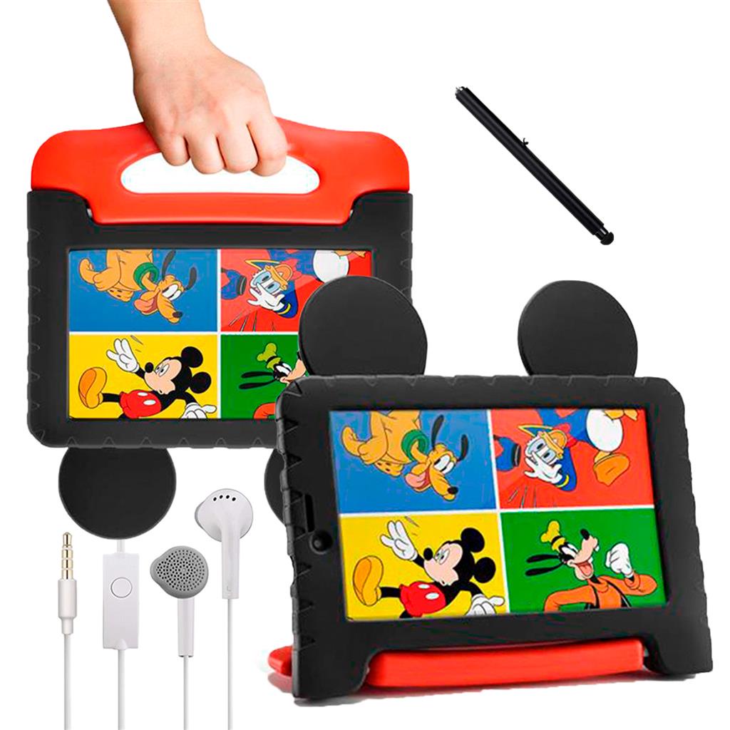 Tablet infantil Mickey Mouse 16GB Capa Emborrachada + Caneta e Fone ...