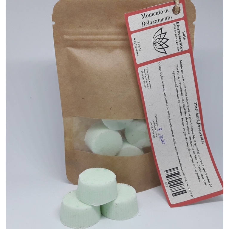 Pastilha Efervescente/Escalda Pés/Bath Bombs/Natural de Lavanda e Jasmim/Sachê com 6 pastilhas ...