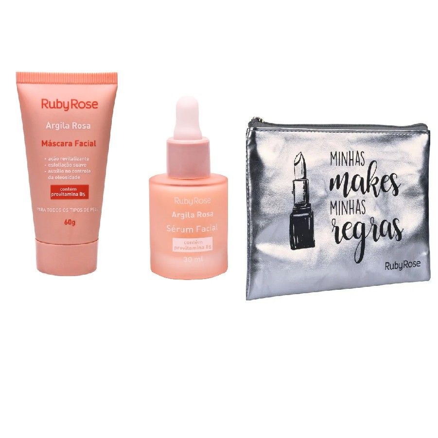 Kit Argila Rosa + Necessaire Ruby Rose | Shopee Brasil