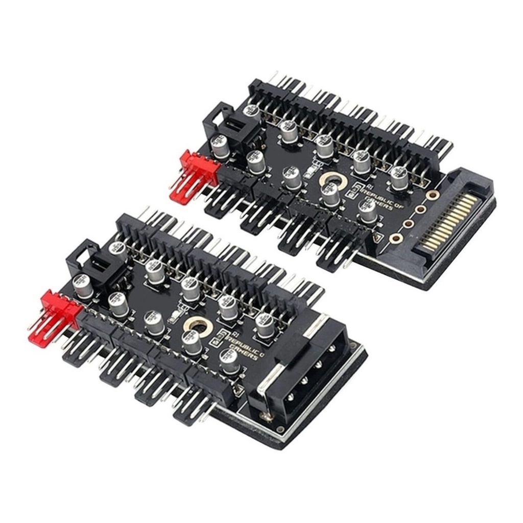 Hub Multi Fan 10 Fans Molex Sata Cooler Ventoinha gabinete PC Gamer Rig ...