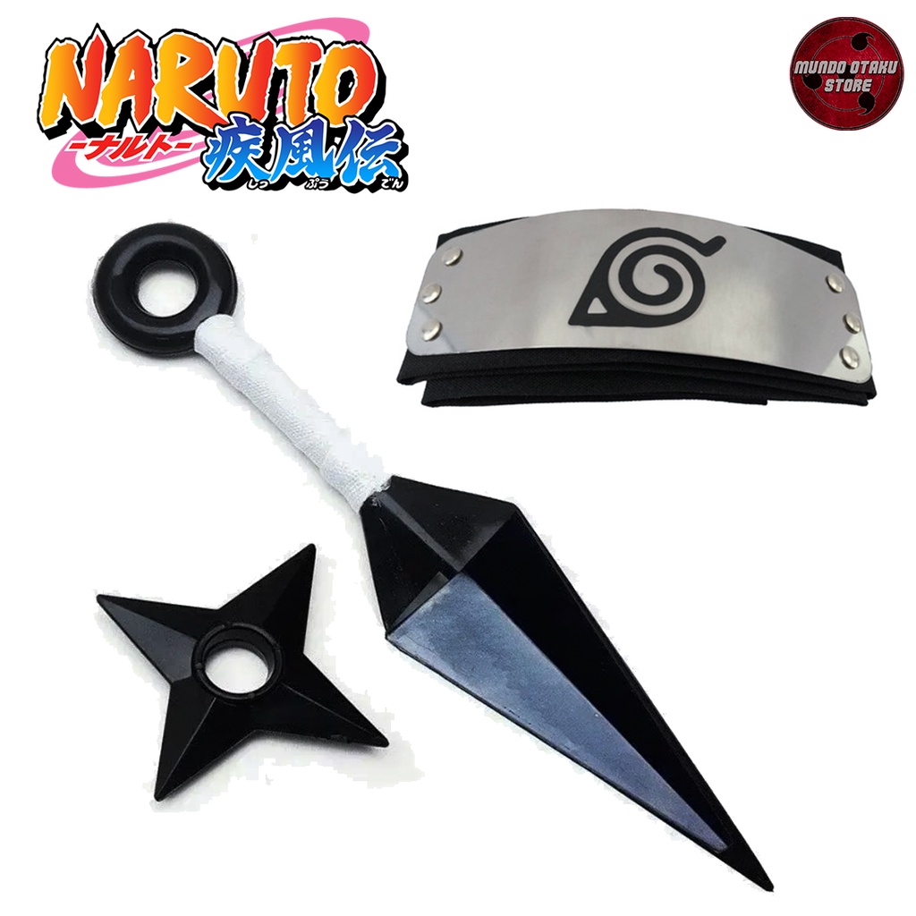 Kit ninja Naruto com Bandana, Kunai e Shuriken | Shopee Brasil