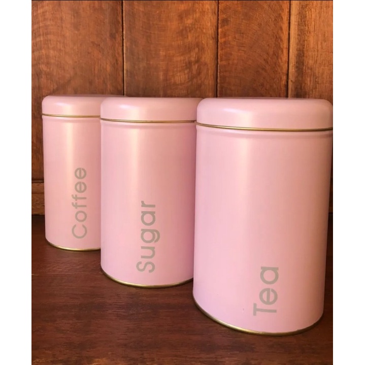 Potes kit 3 latas Rosa Coffee, Chá e Sugar | Shopee Brasil