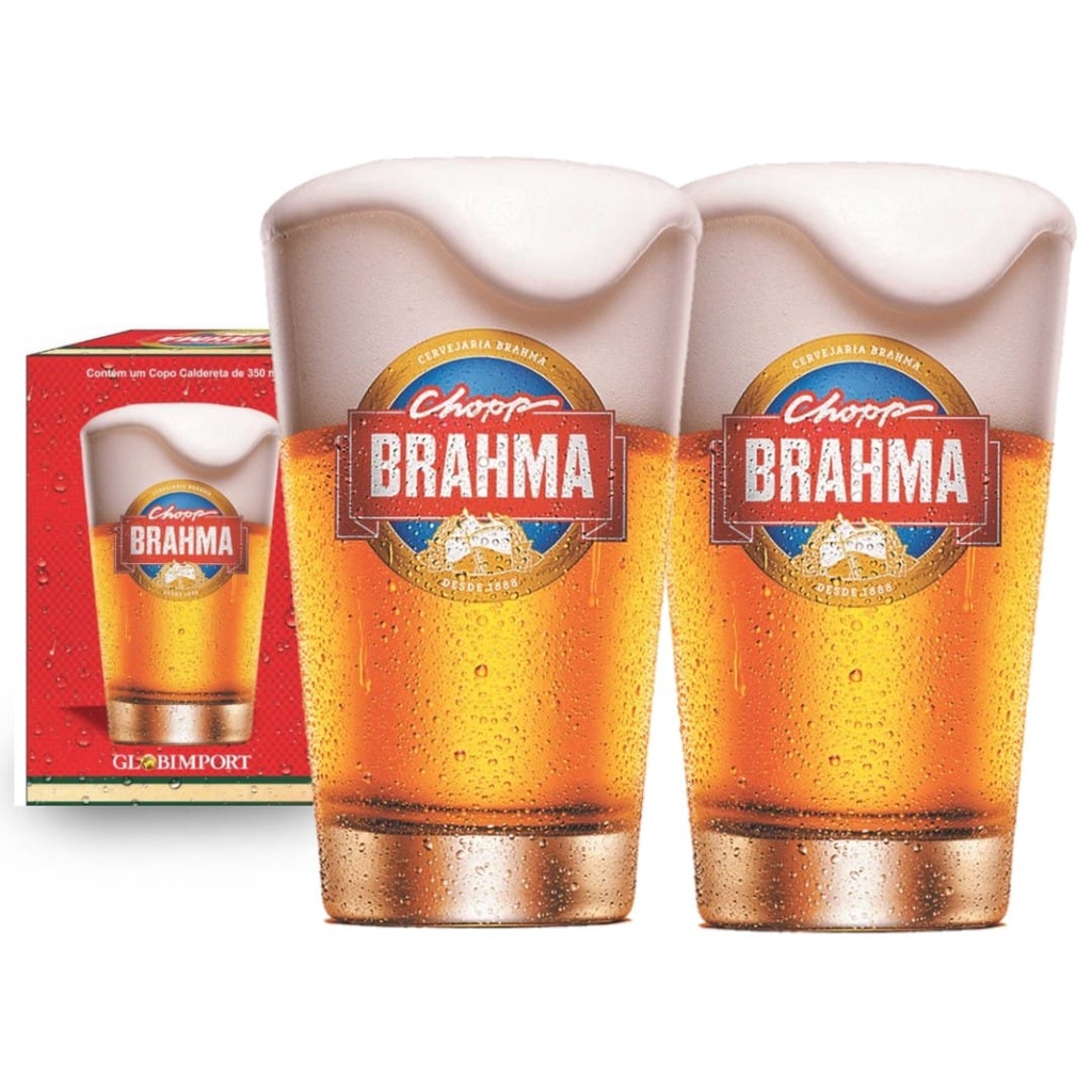 2 COPOS BRAHMA CCHOPP 350ML CALDERETA LICENCIADO | Shopee Brasil