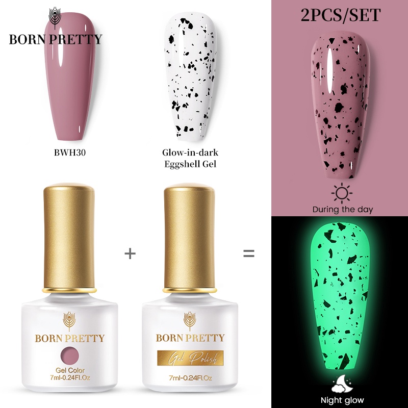 BORN PRETTY Kit De Gel Para Unhas Com 2 Frascos 7ml Brilho Em Manicure ...