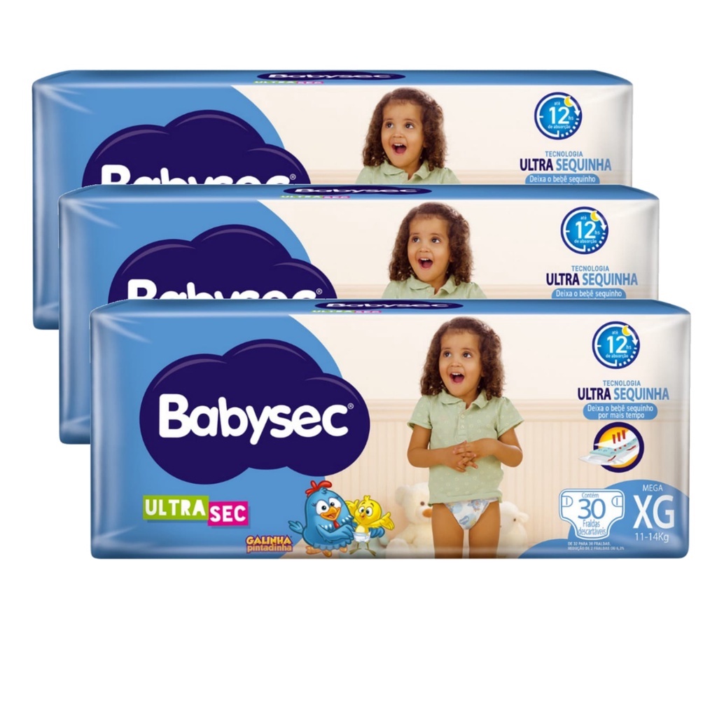 kit 3 fraldas babysec mega XG | Shopee Brasil