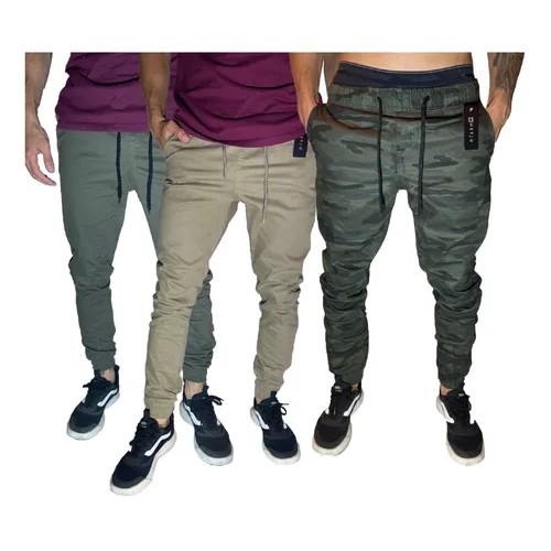 Kit 3 Calças Jeans Camuflada Masculina Jogger C Punho Lycra Shopee