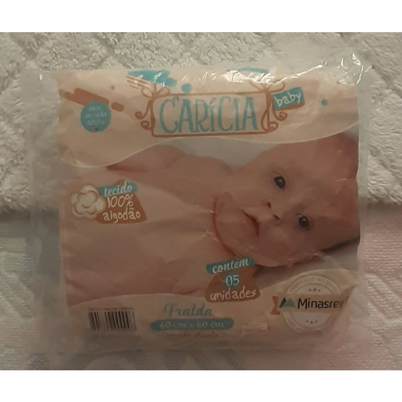 Fralda de tecido Caricia Baby,cor branco, lisa, tecido duplo 60cm X ...