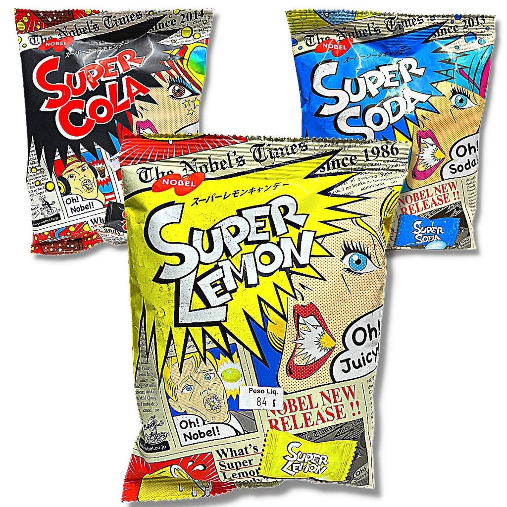 BALA JAPONESA NOBEL SUPER LEMON SUPER SODA SUPER COLA | Shopee Brasil