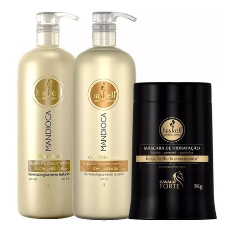 Kit Haskell Shampoo E Condicionador Mandioca + Másc Cavalo | Shopee Brasil