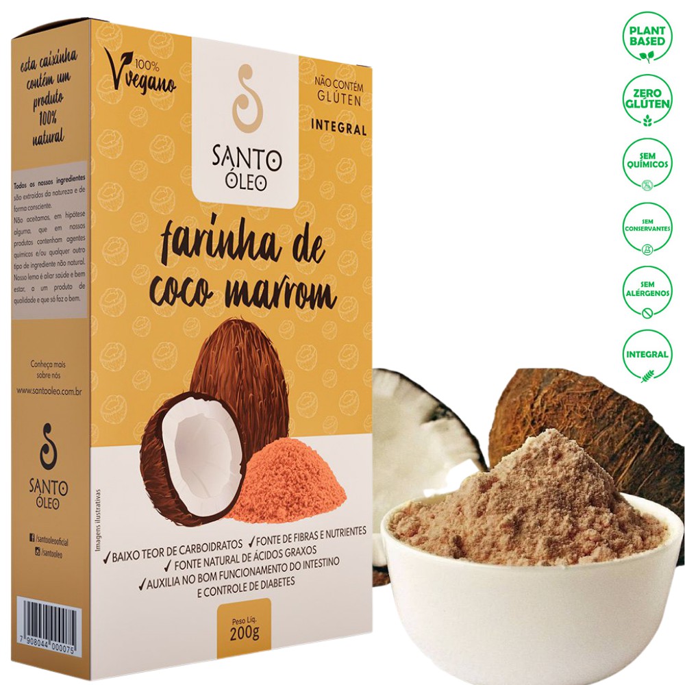 FARINHA DE COCO MARROM – 200G | Shopee Brasil