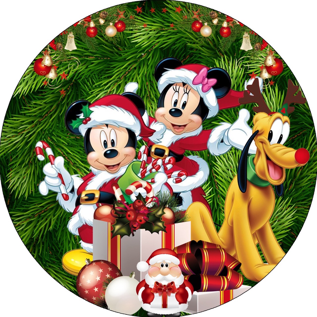 Painel Redondo Tecido Sublimado Natal Do Mickey | Shopee Brasil
