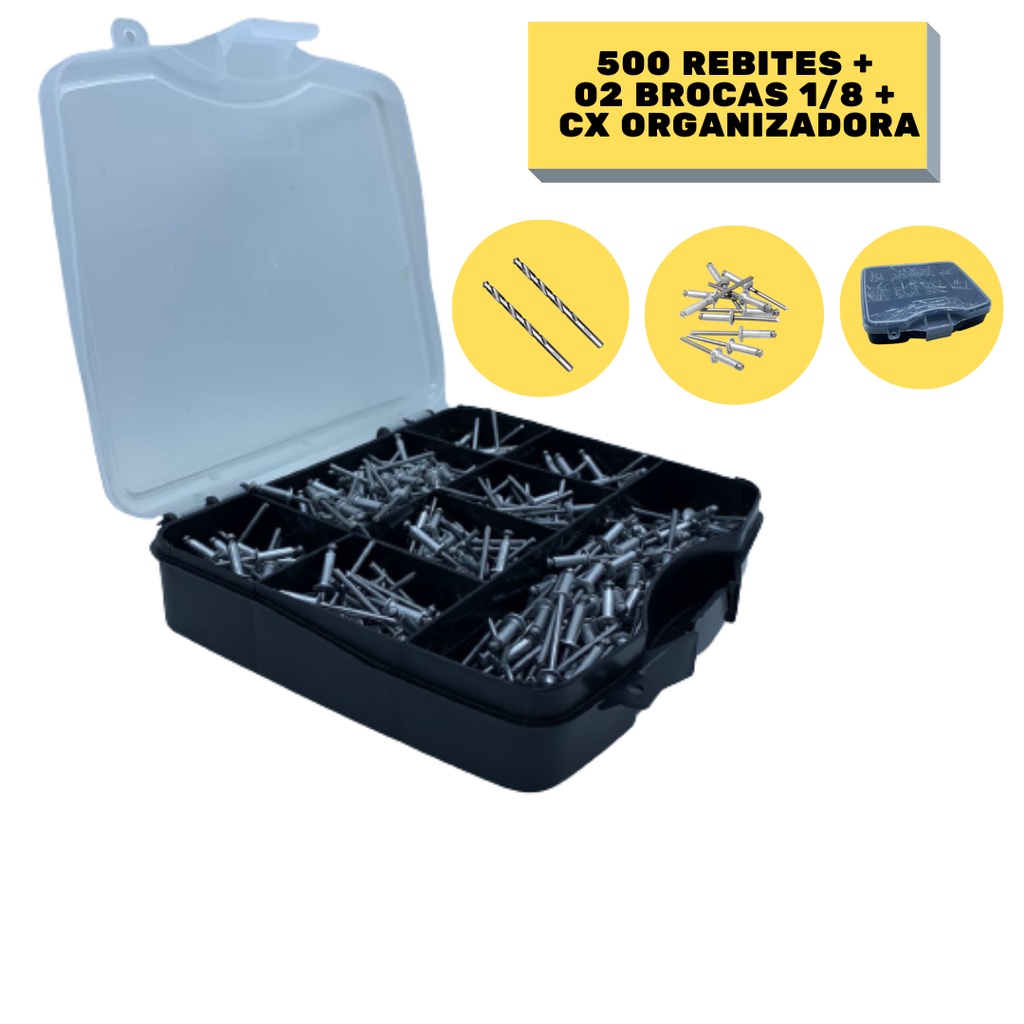 Rebite Aluminio Repuxo 310 Brilho (3,2 X 10) 500 UN (KIT12) | Shopee Brasil